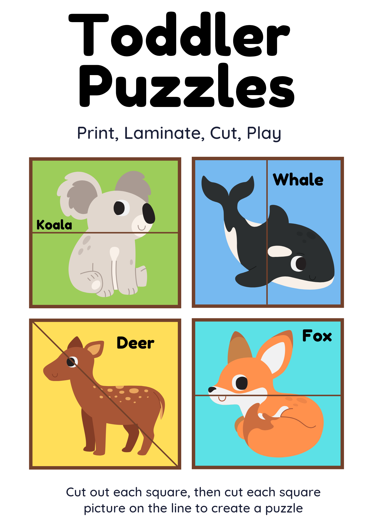 Free Printable Animal Puzzle for Toddlers - Happy Mommying
